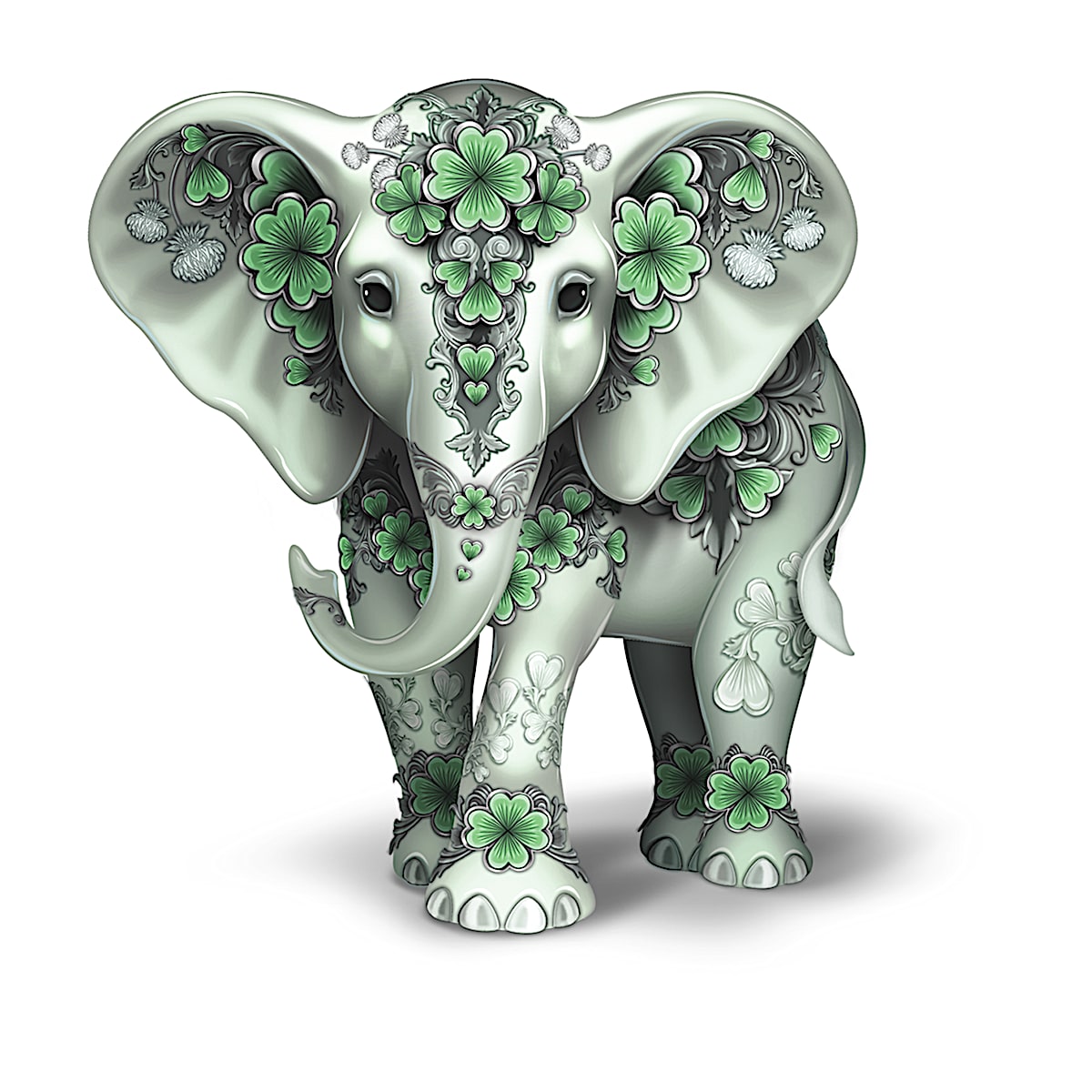Elephant Figurine Collection By Artist Blake Jensen Featuring Metallic Accents And Pearlized Hues